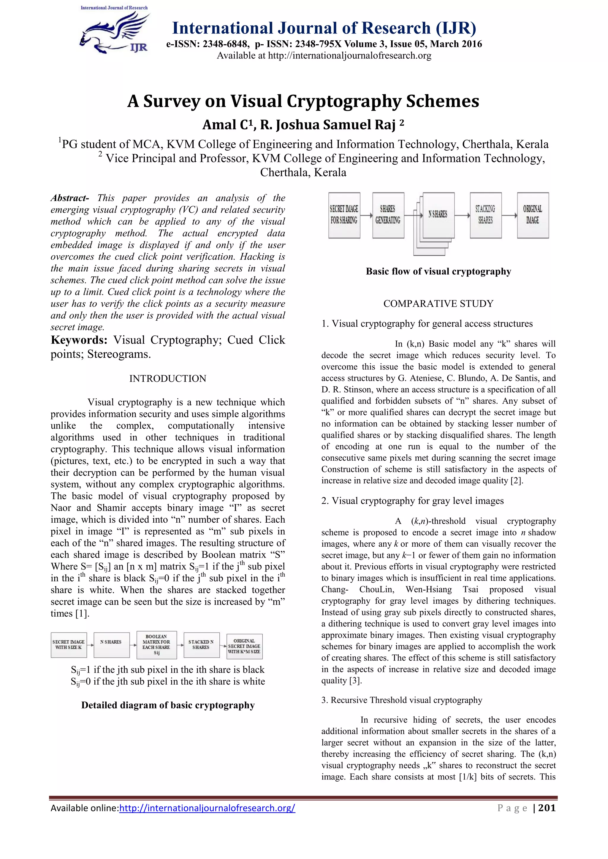 A Survey on Visual Cryptography Schemes | PDF