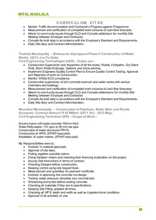S.L Madlala May 2015 | DOCX | Civil Engineering Industry | Industries