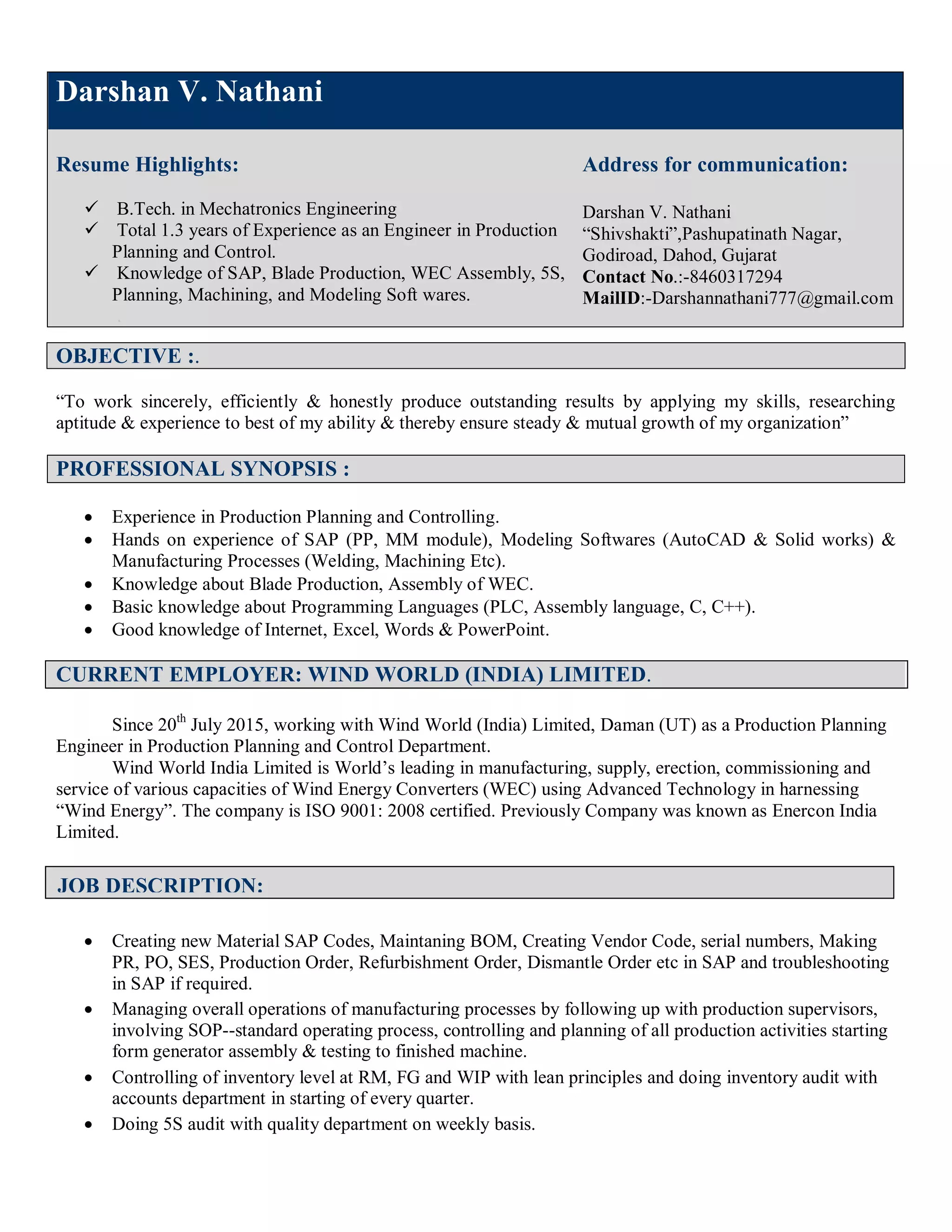 Darshan Nathani Resume | PDF | Business | Business and Finance