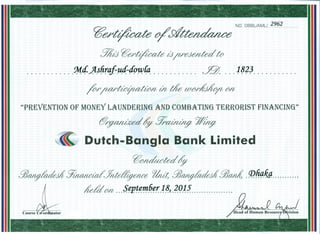 Certificate_AML Training | PPT