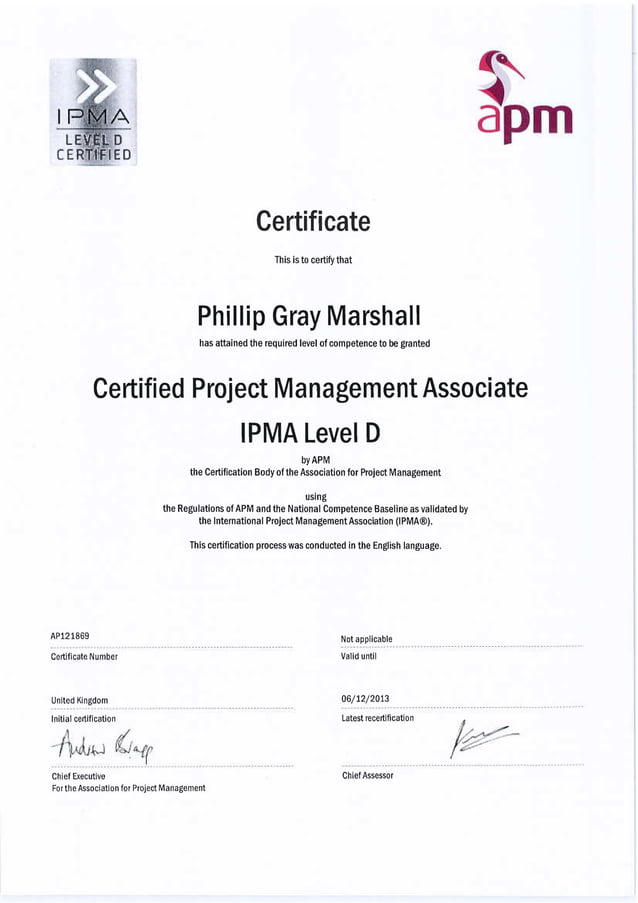 APM exam Award Certificate_2013 | PDF