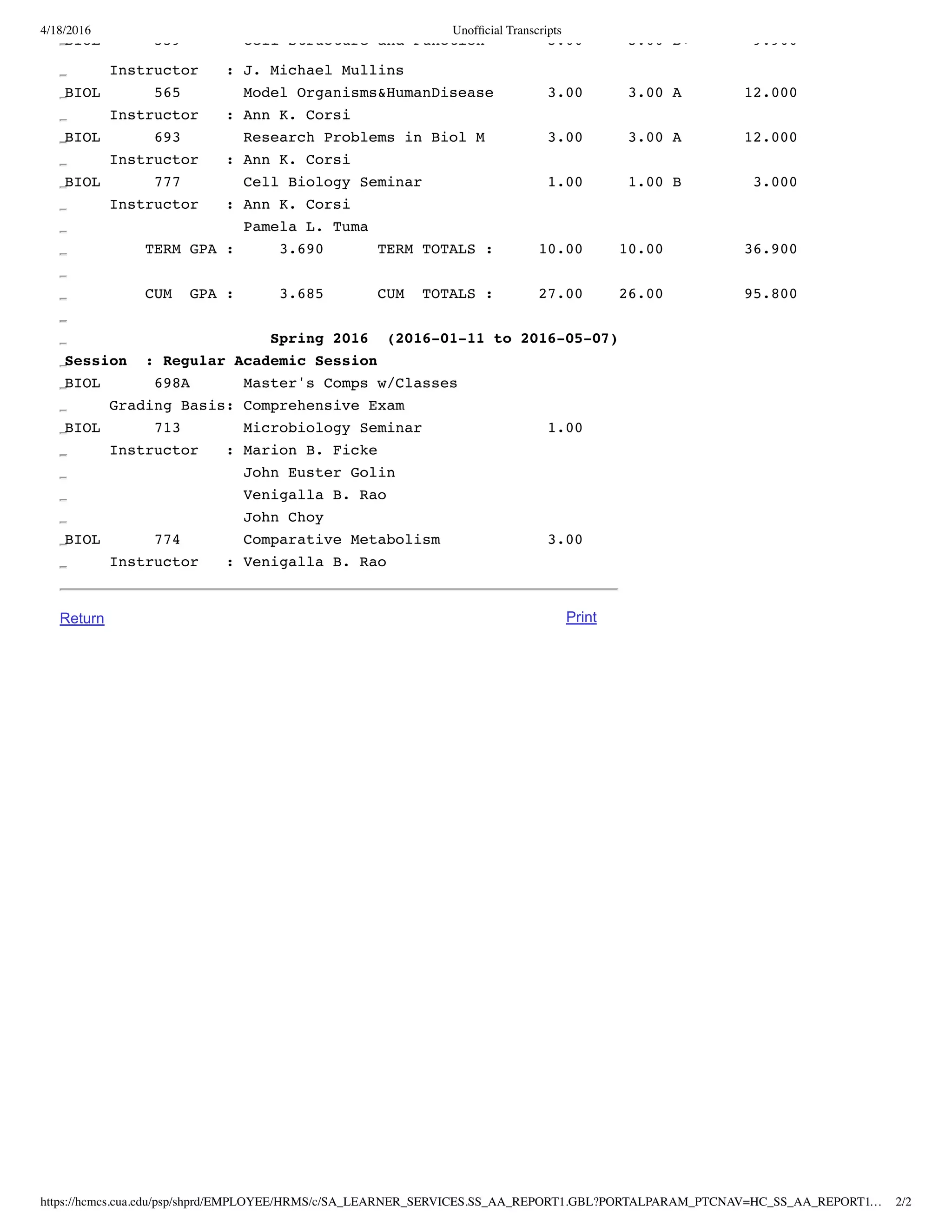 CUAUnofficialTranscript | PDF