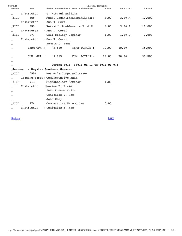 CUAUnofficialTranscript | PDF