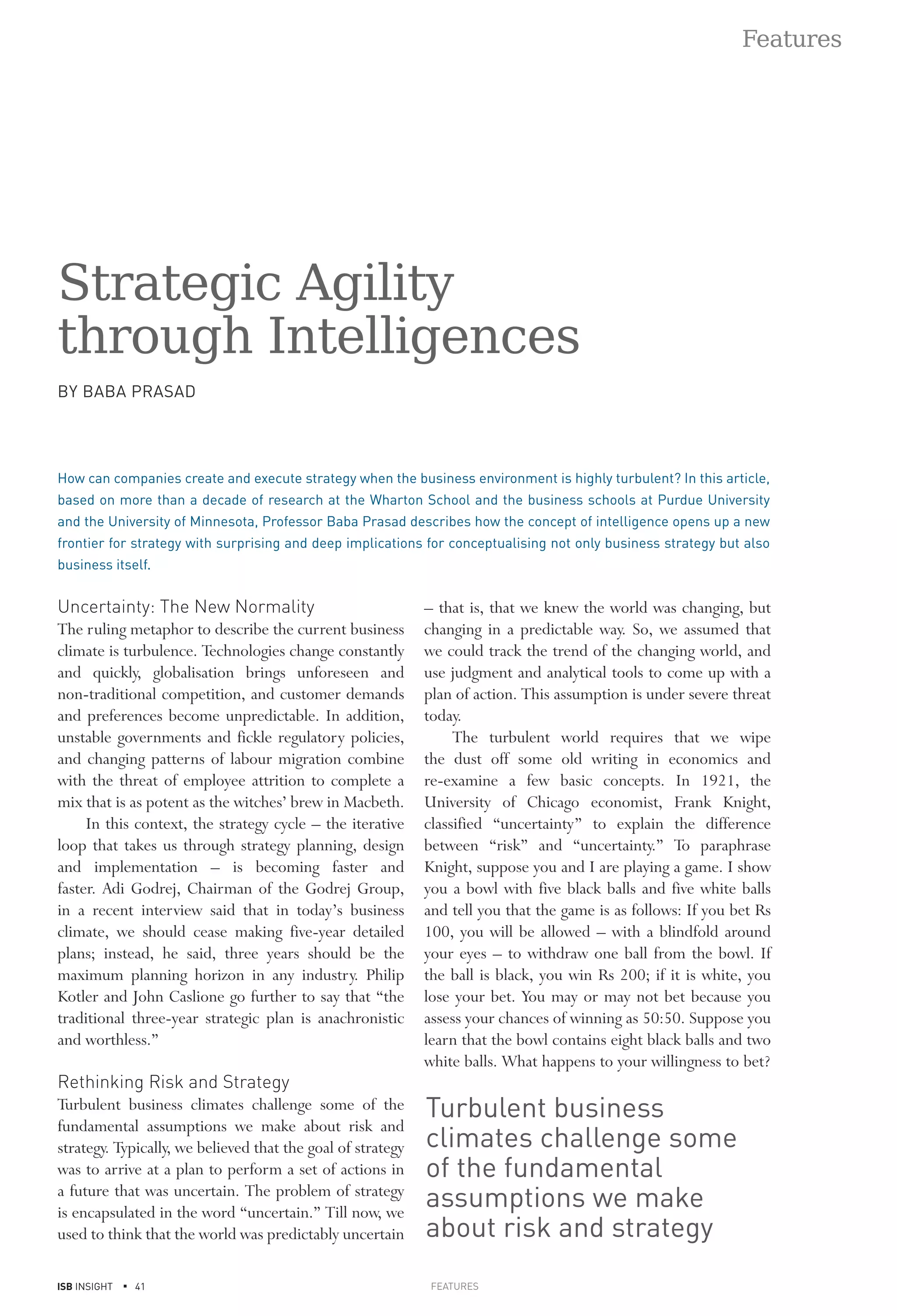 ISB Insight_May 2013_Baba Prasad_Strategic Agility through ...