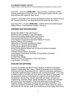LTC Brian P Loftus Military Bio 21DEC2015 | PDF