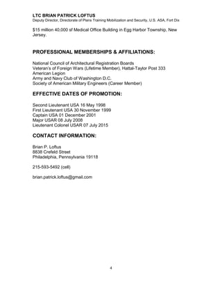 LTC Brian P Loftus Military Bio 21DEC2015 | PDF