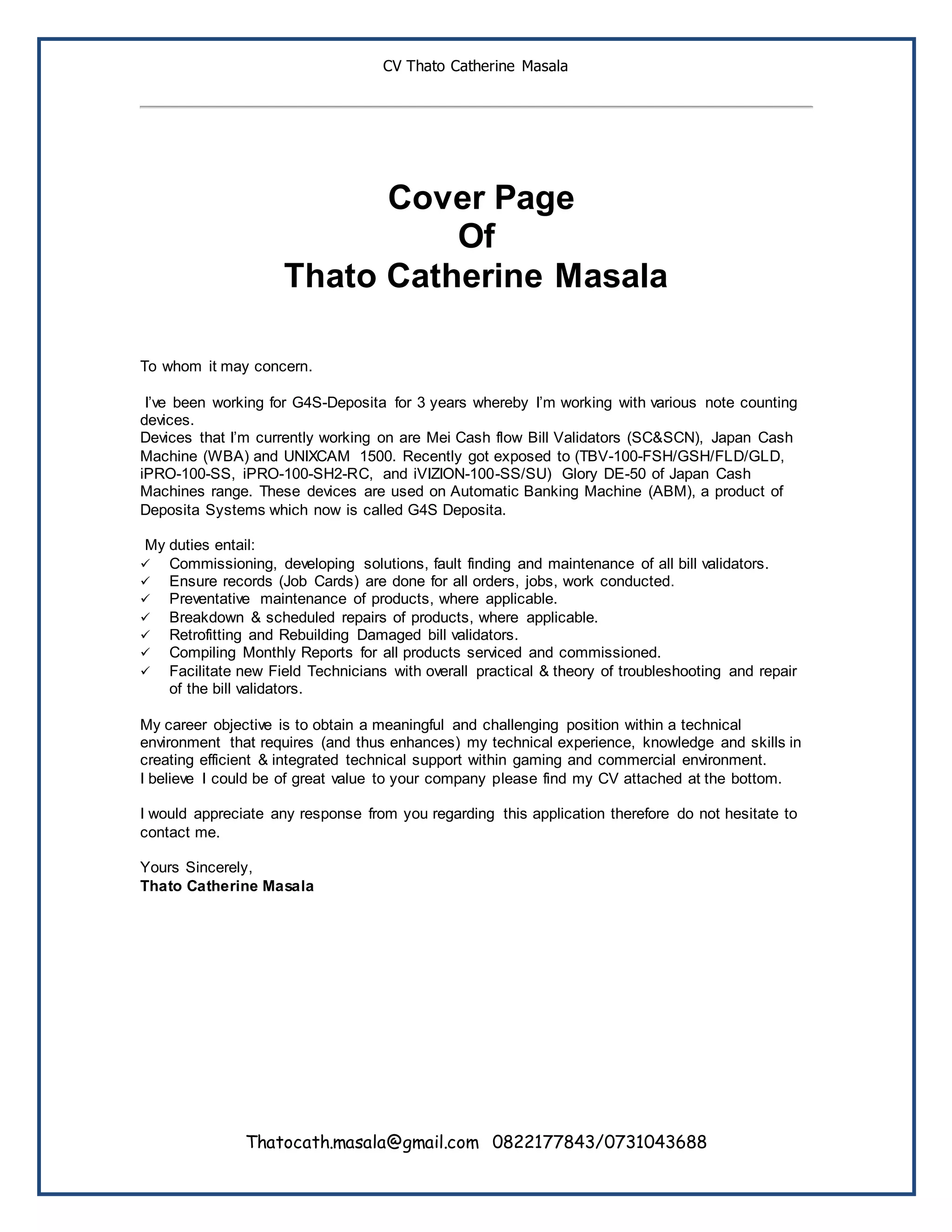 cv of thato catherine masala | DOCX