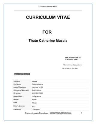 cv of thato catherine masala | DOCX