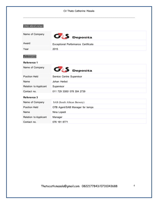 cv of thato catherine masala | DOCX