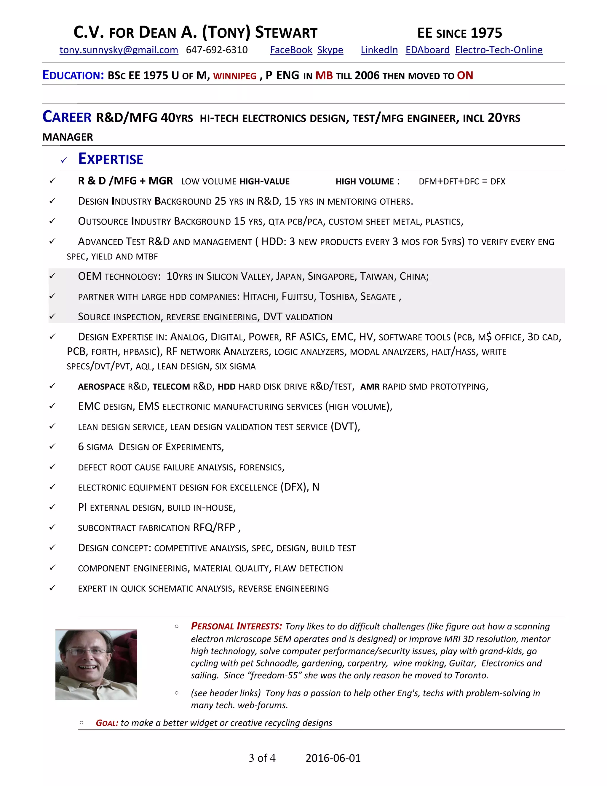 Tony Stewart CV | PDF