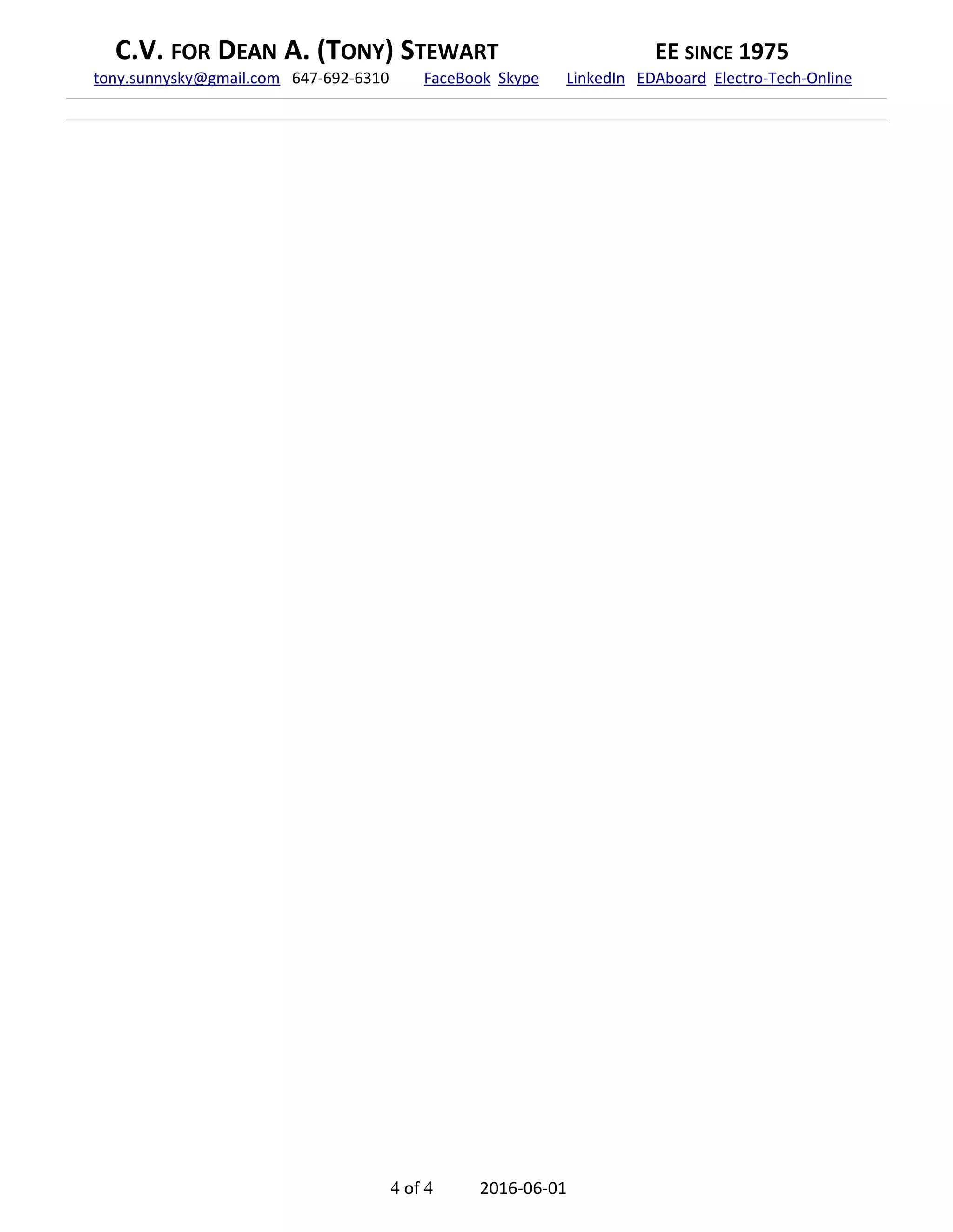 Tony Stewart CV | PDF