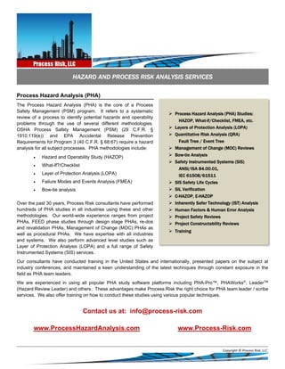 Process Hazard Analysis PHA Studies Services | PDF