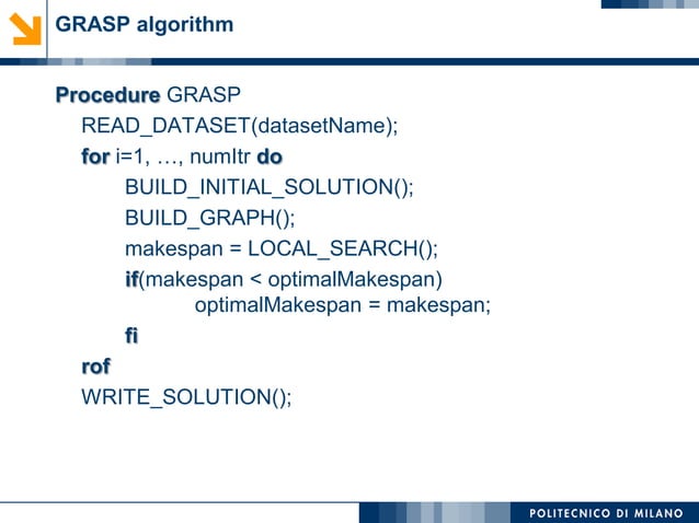 Presentation_Parallel GRASP algorithm for job shop scheduling | PPT