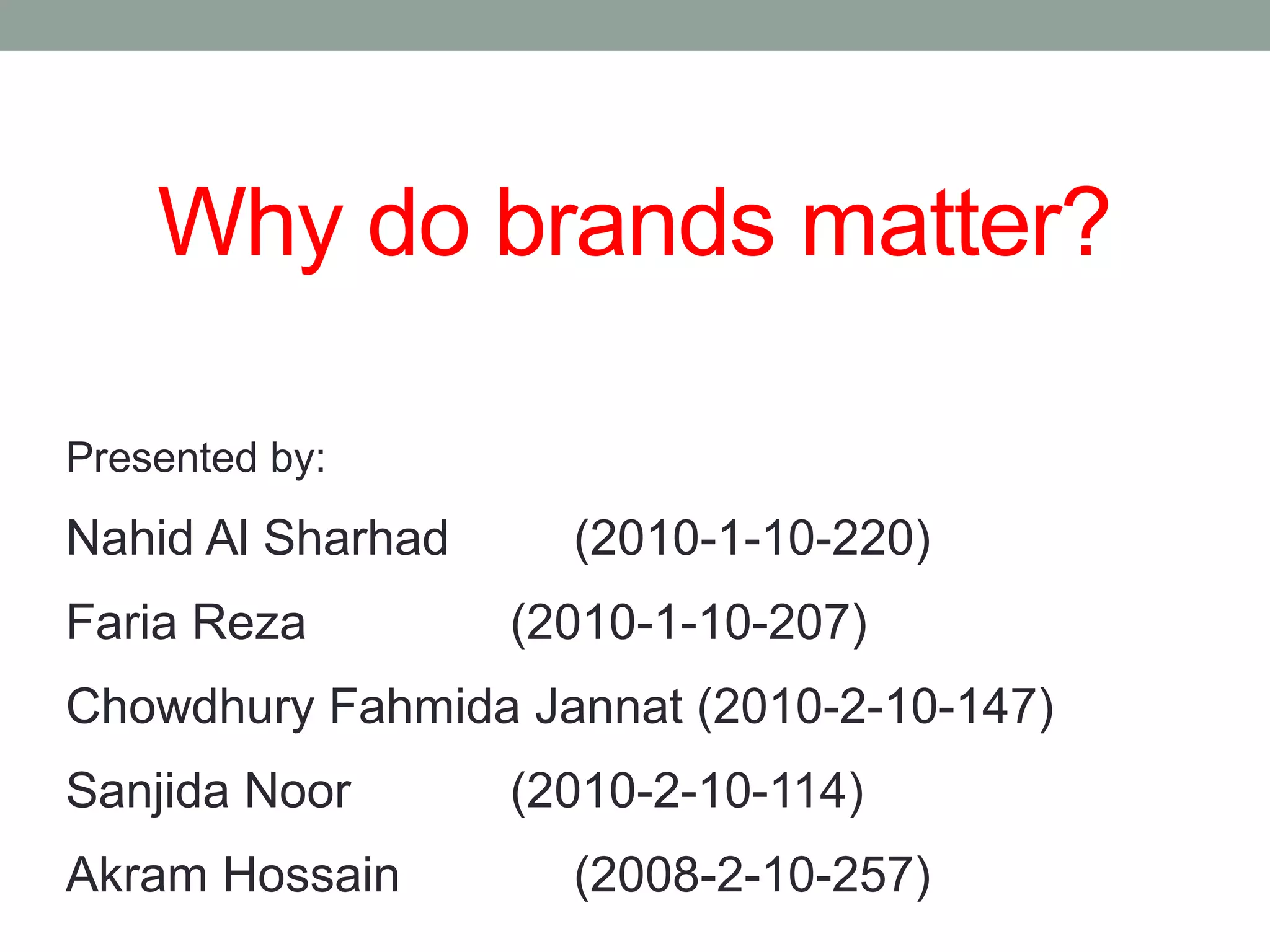 Why do brands matter | PPT
