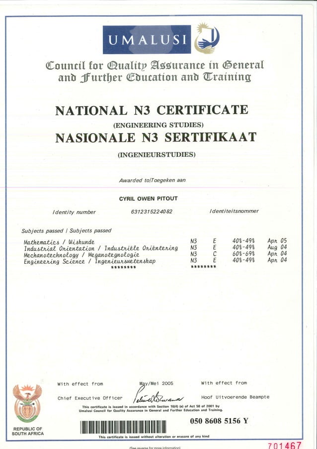 N3 and Fitter Certificate | PDF
