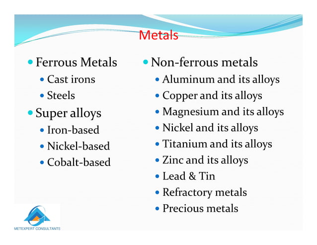 classification of metals -MEC 1 | PPT