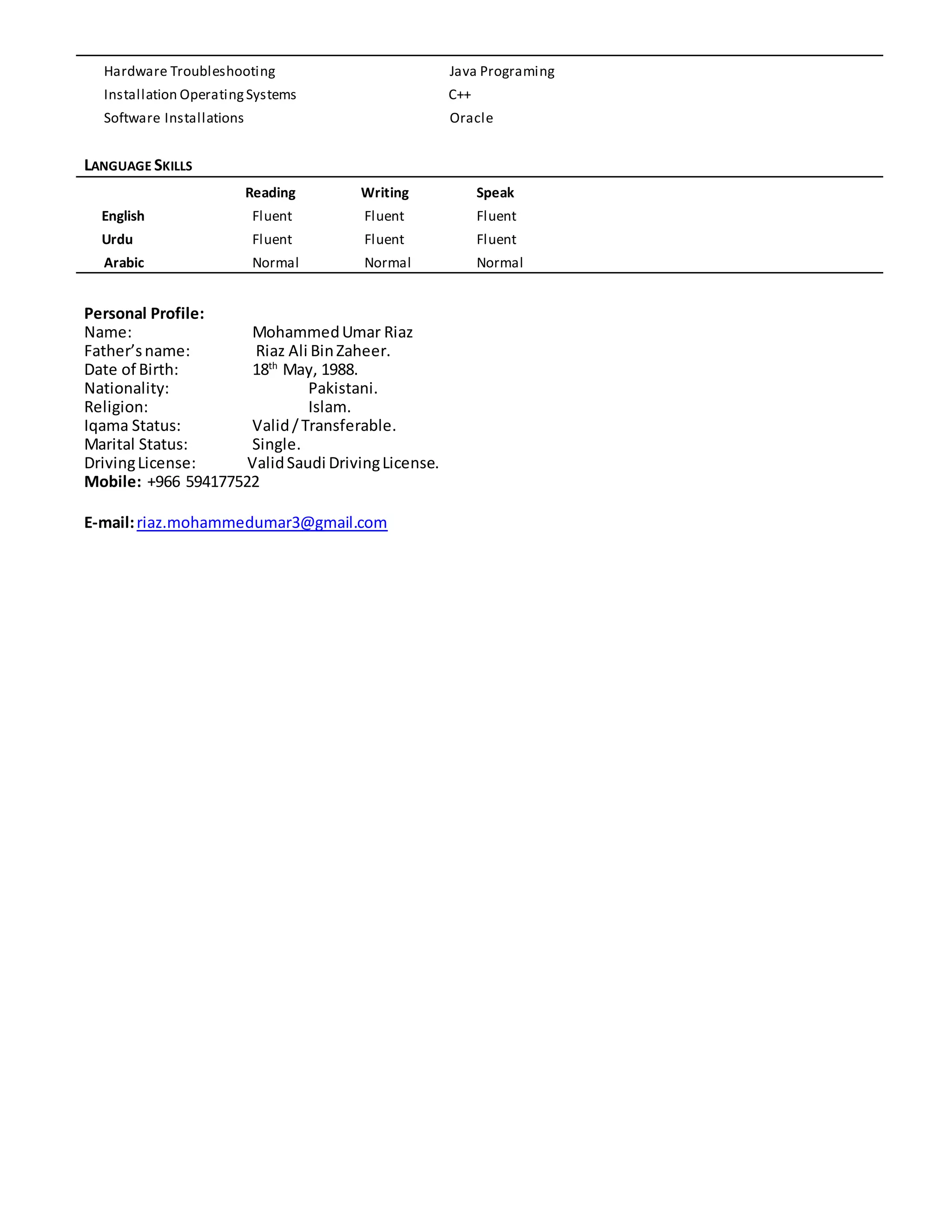 Umar.Riaz.Resume | DOCX