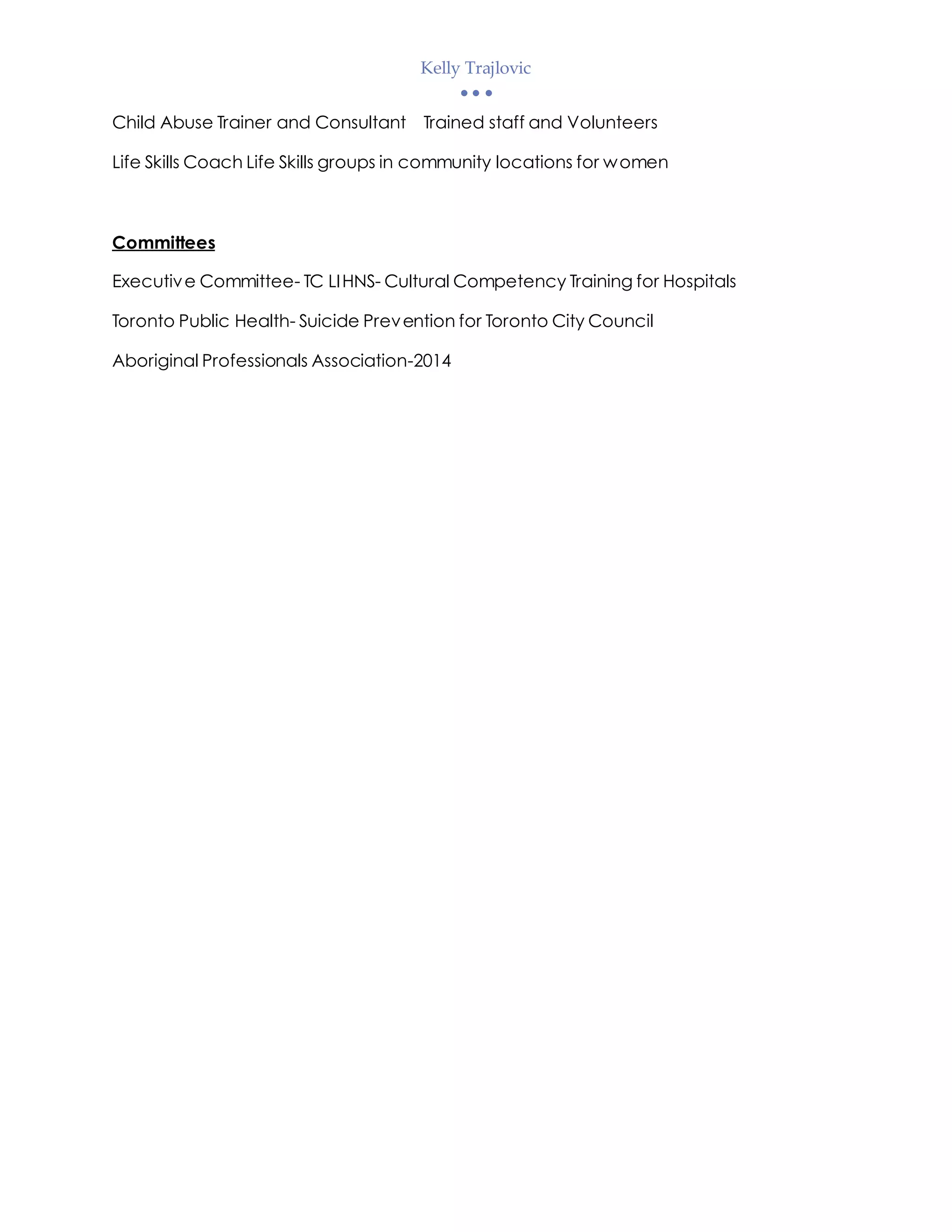 Kelly Trajlovic resume 2014 | PDF