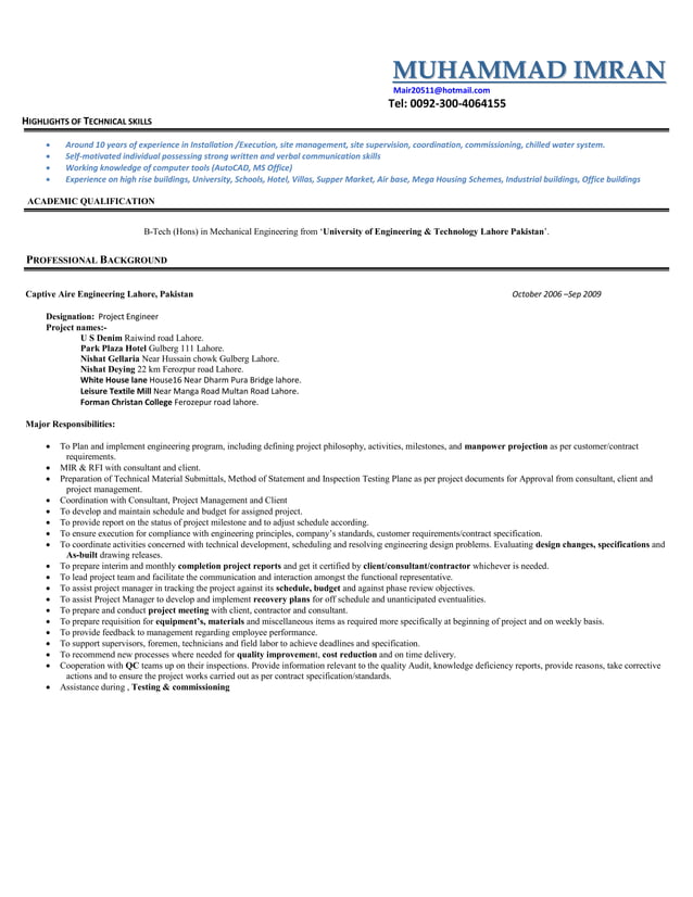 Muhammad Imran Resume | PDF
