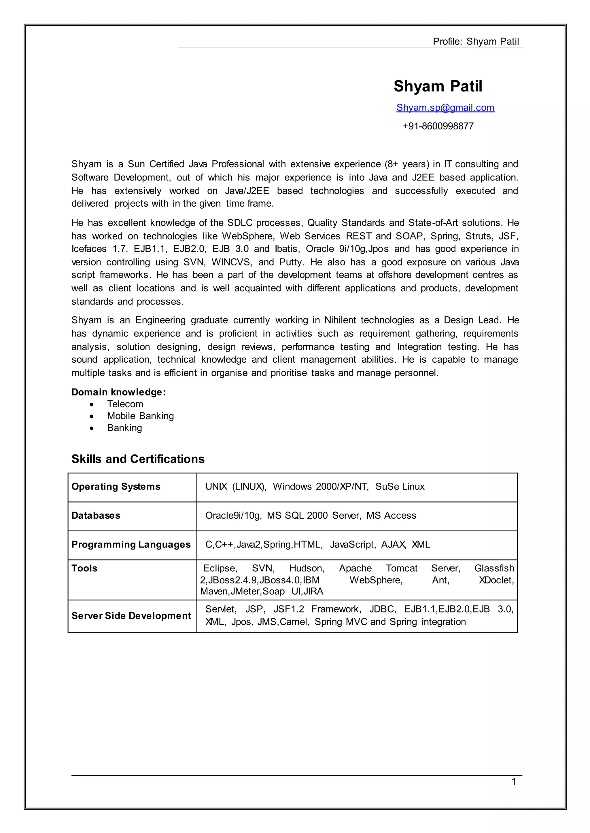 Shyam Patil - Resume | DOCX