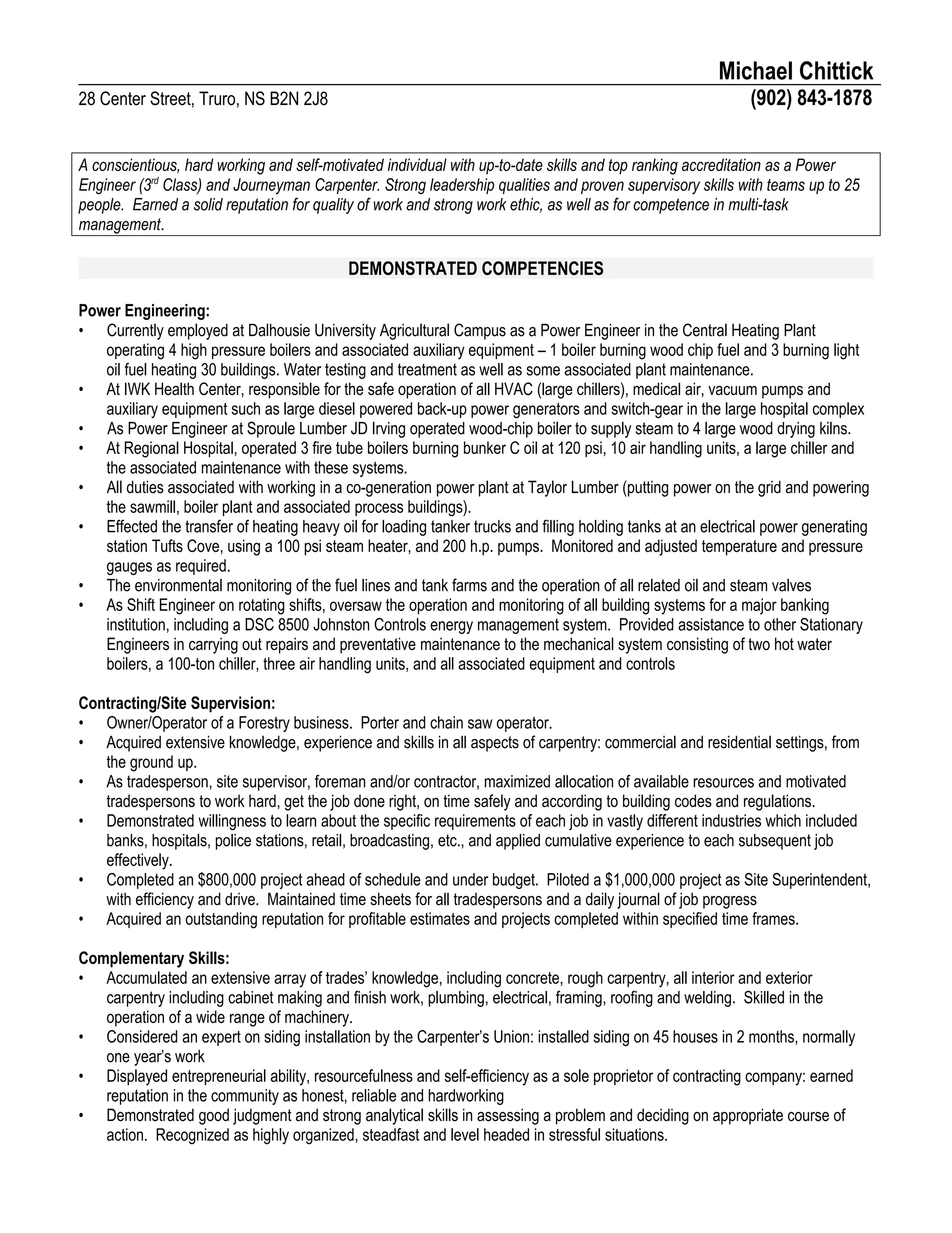 Michael Chittick Resume 08.19.15