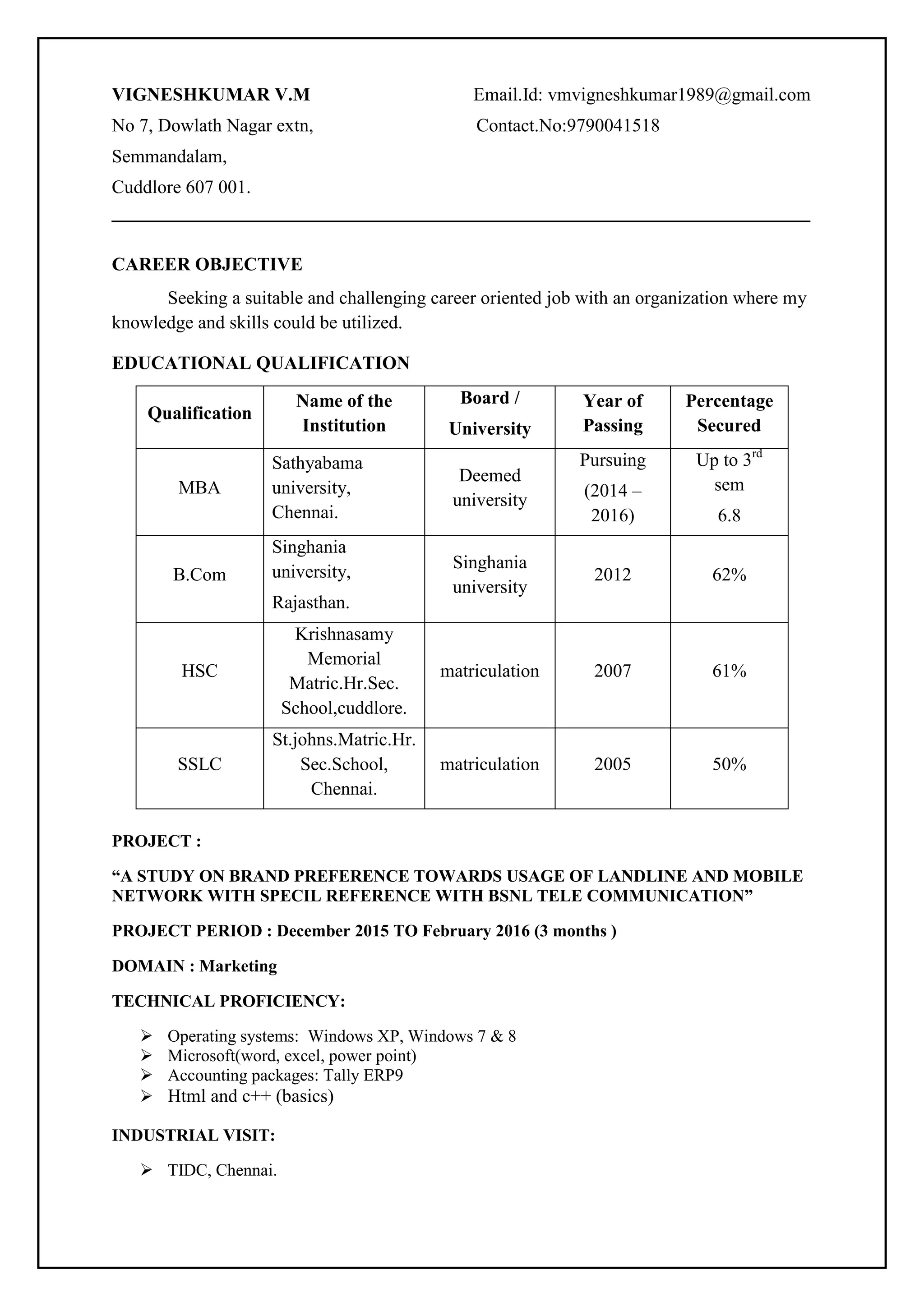 vignesh updated resume | PDF