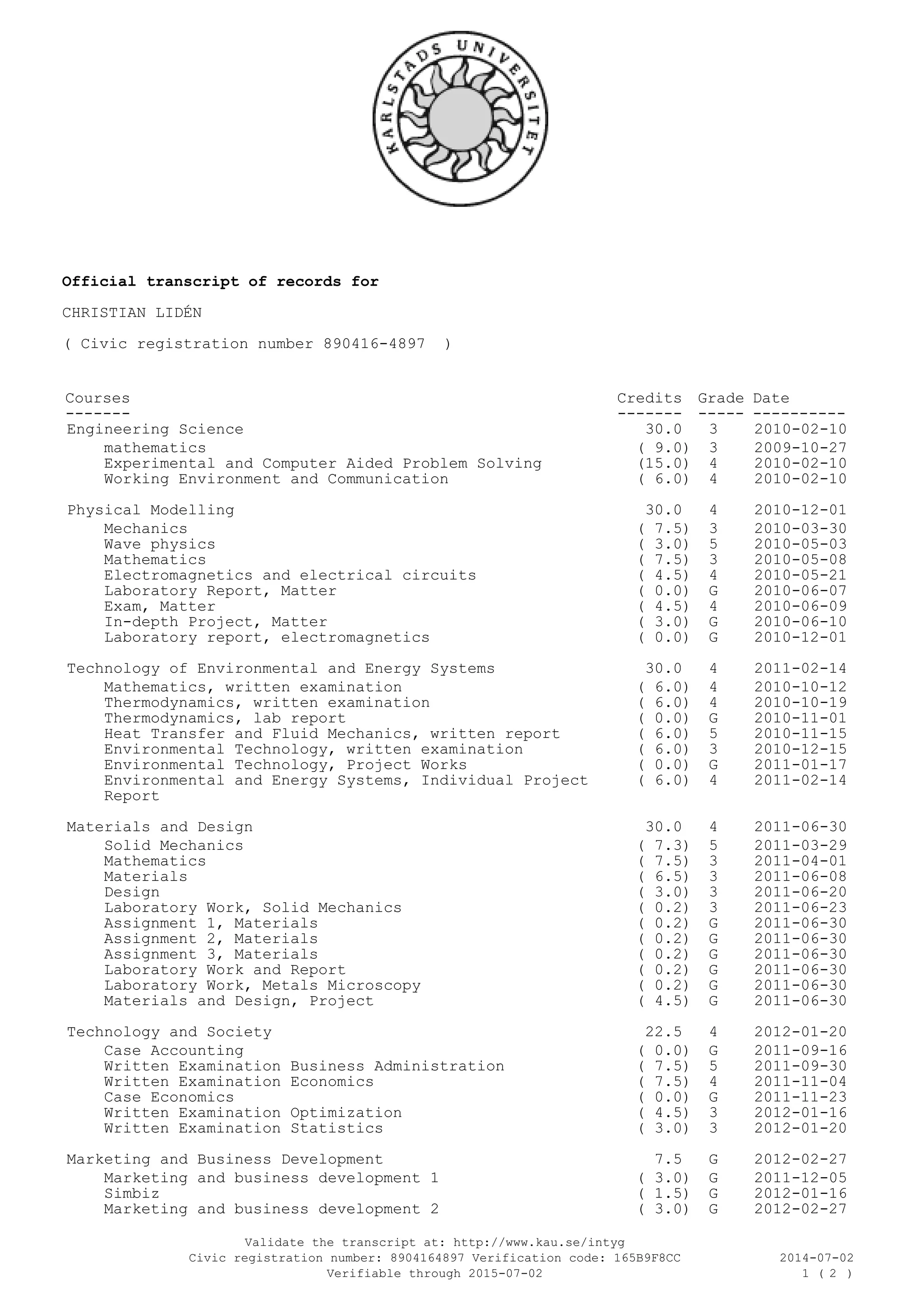 KAU transcript | PDF | Physics | Science