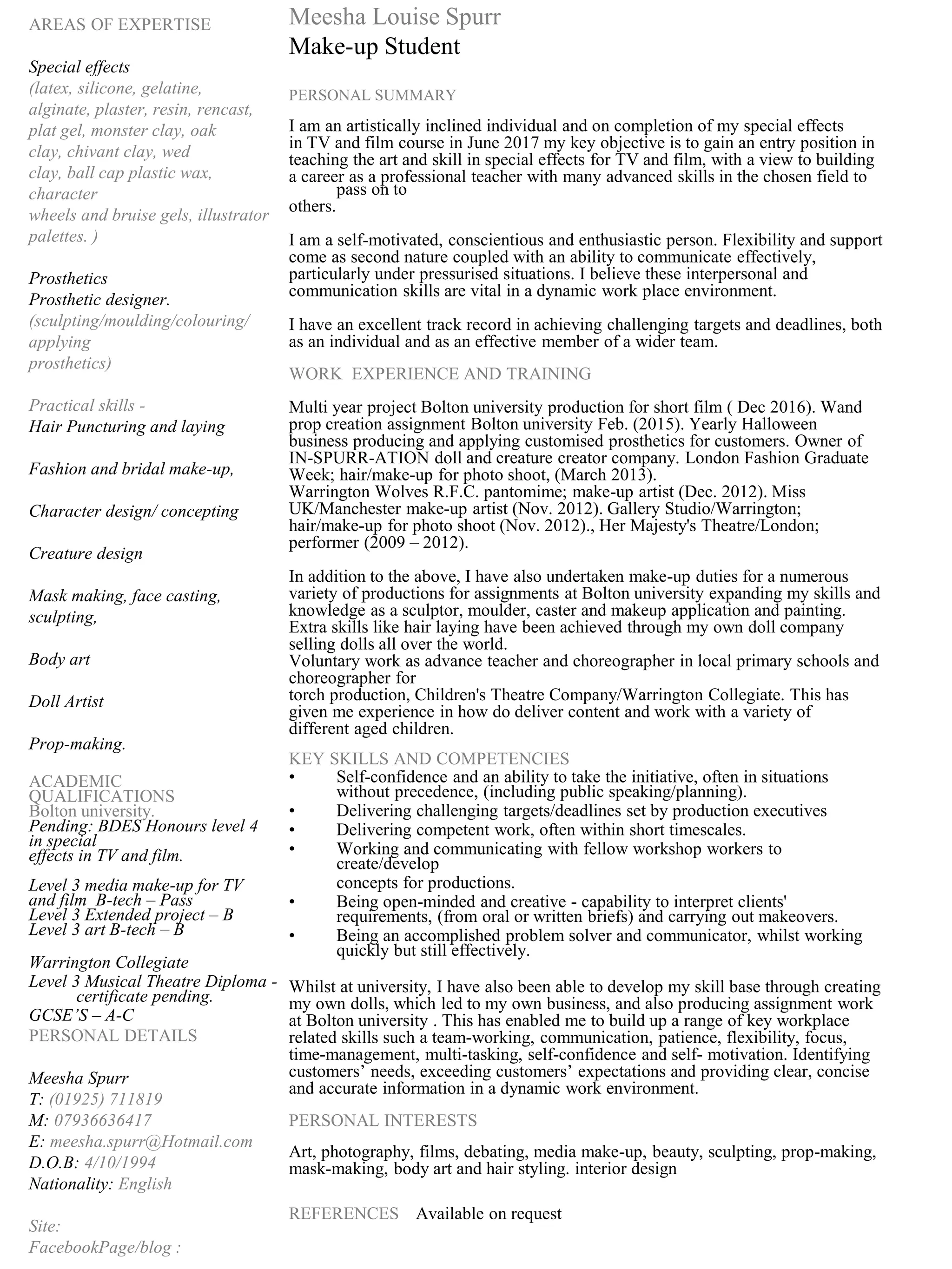 Meesha's CV (final version) [Autosaved] | PDF