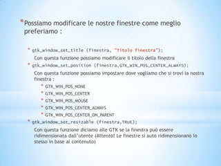 C(99) gtk 01 - introduzione e finestre | PPT