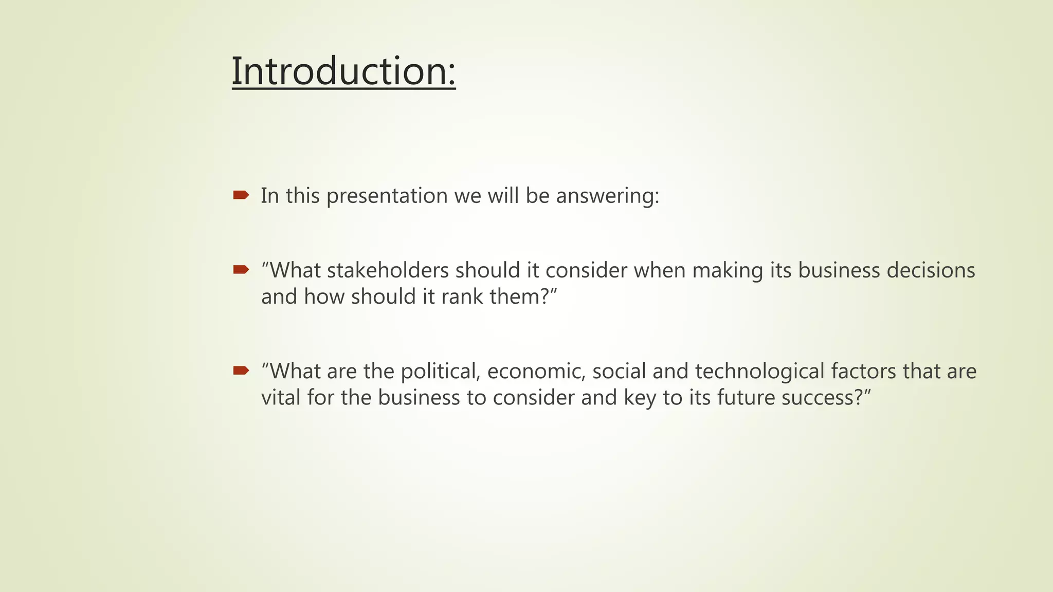 Tesco – A PEST Analysis and Stakeholder Statement 2 | PPTX