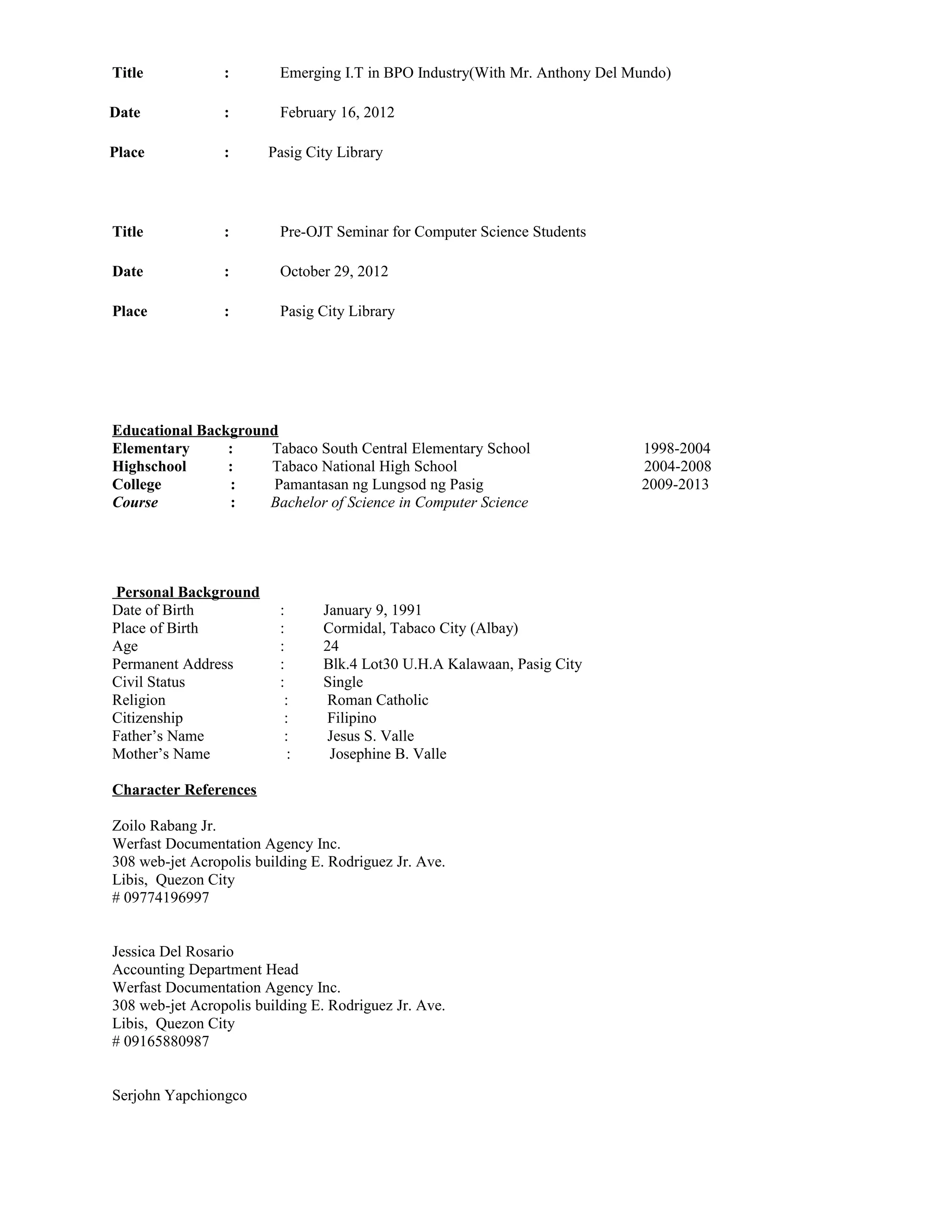 resume present | PDF