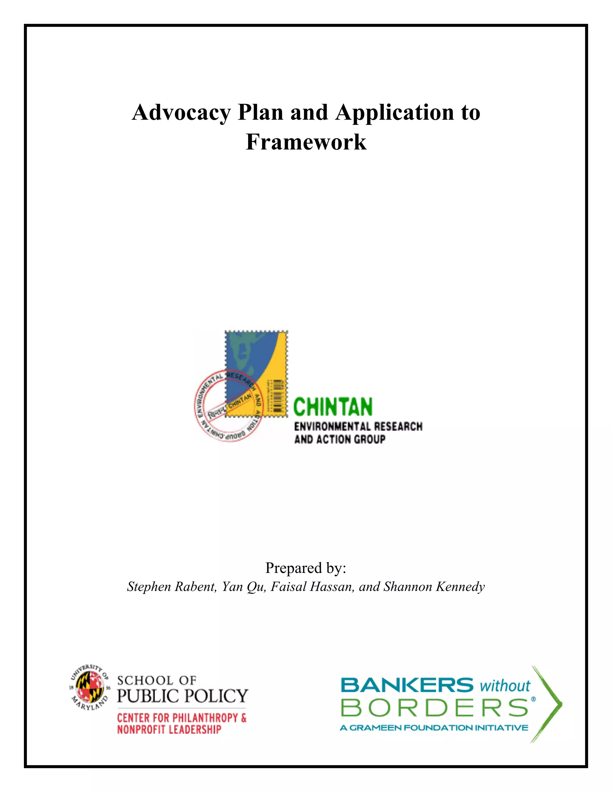 Advocacy Plan and Application to Framework | PDF