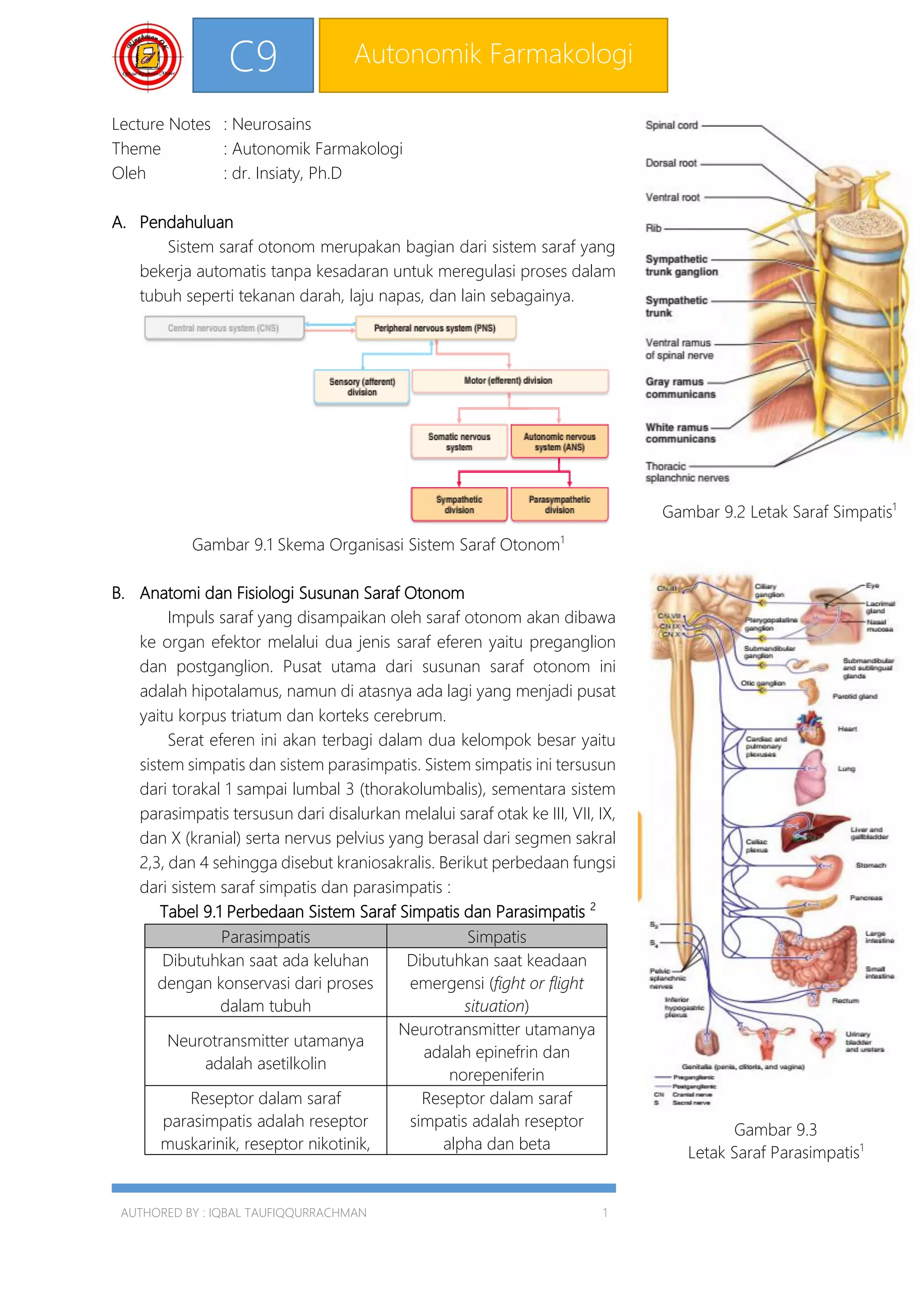 C9 Autonomik Farmakologi | PDF