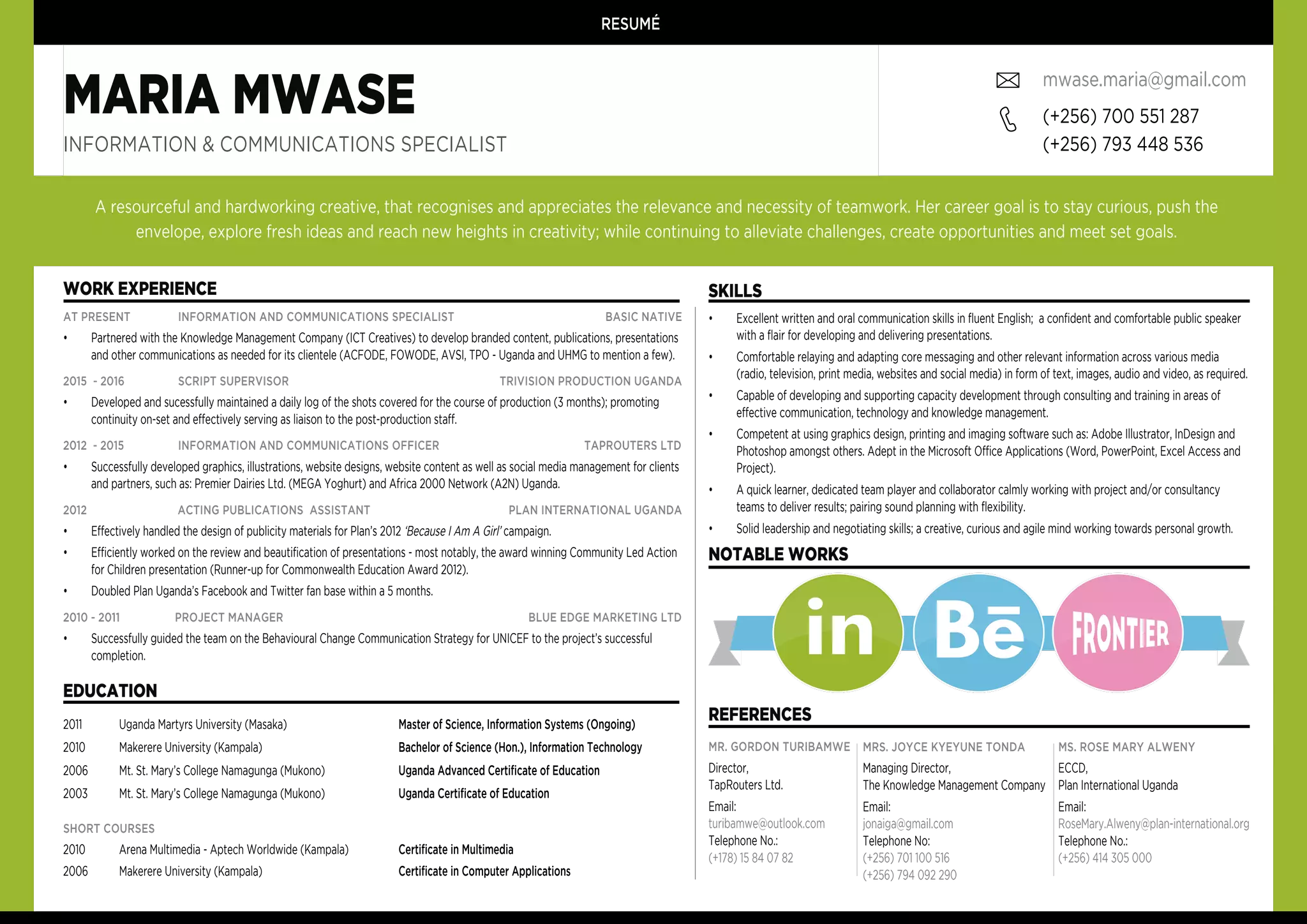Mwase Maria Resume | PDF | Computer Software and Applications | Computing