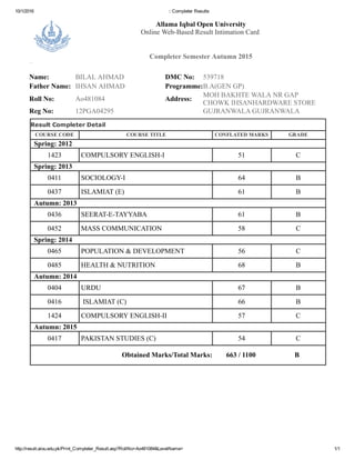 Completer Results (B .A ) | PDF