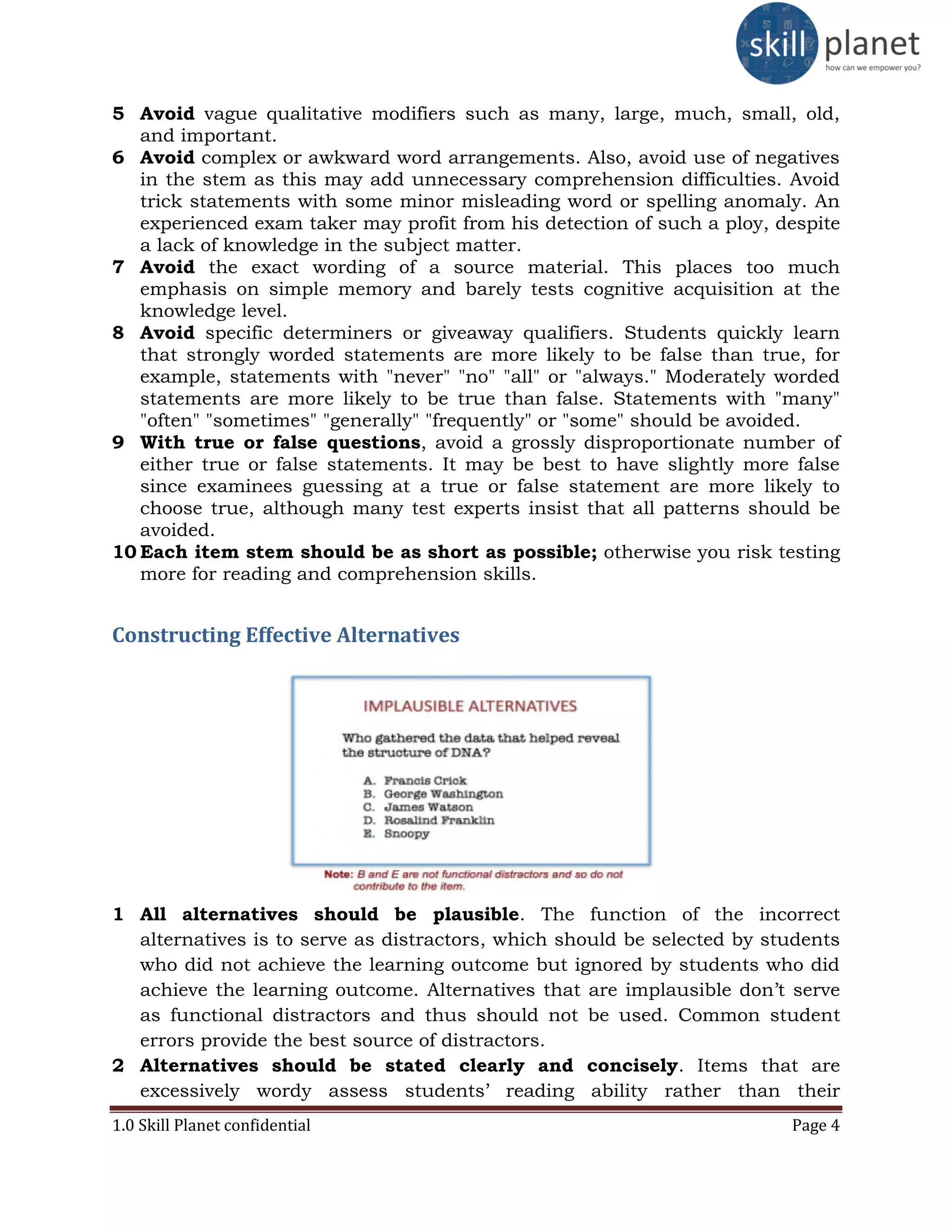 Guidelines to Prepare MCQs | PDF
