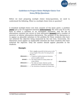 Guidelines to Prepare MCQs | PDF