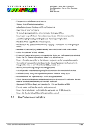 Position Description Mine Geologist 20141124 | DOC