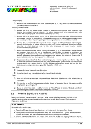 Position Description Mine Geologist 20141124 | DOC