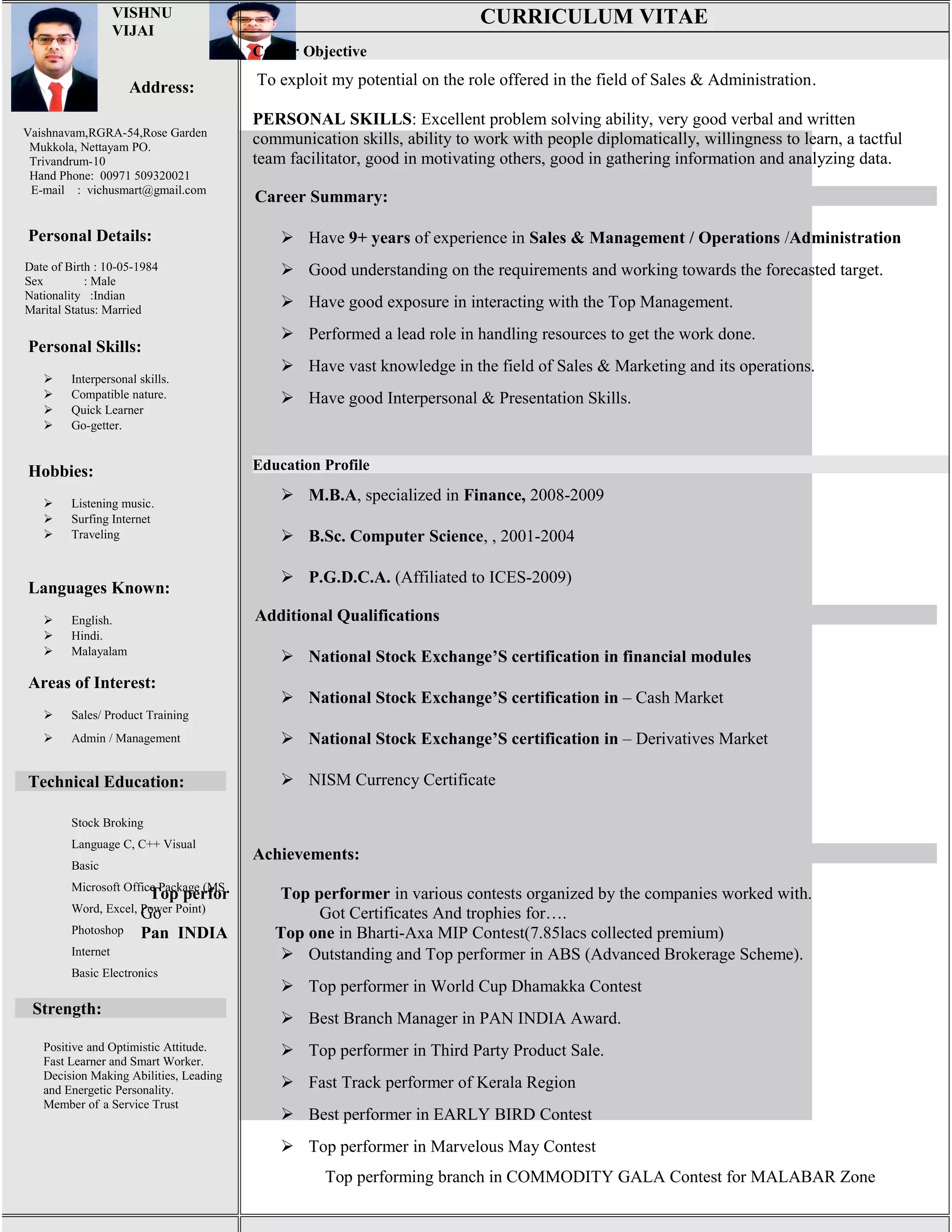 Resumes (VISHNU VIJAI) | DOC