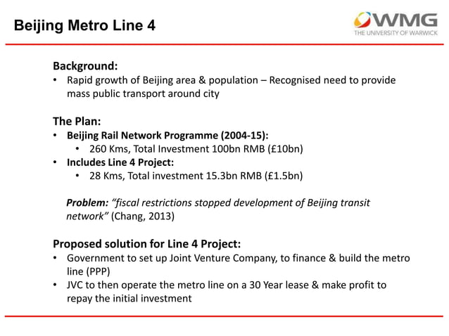 PPP Case Study - Beijing Metro Line 4 v5 | PPTX | Rail Travel | Travel Type