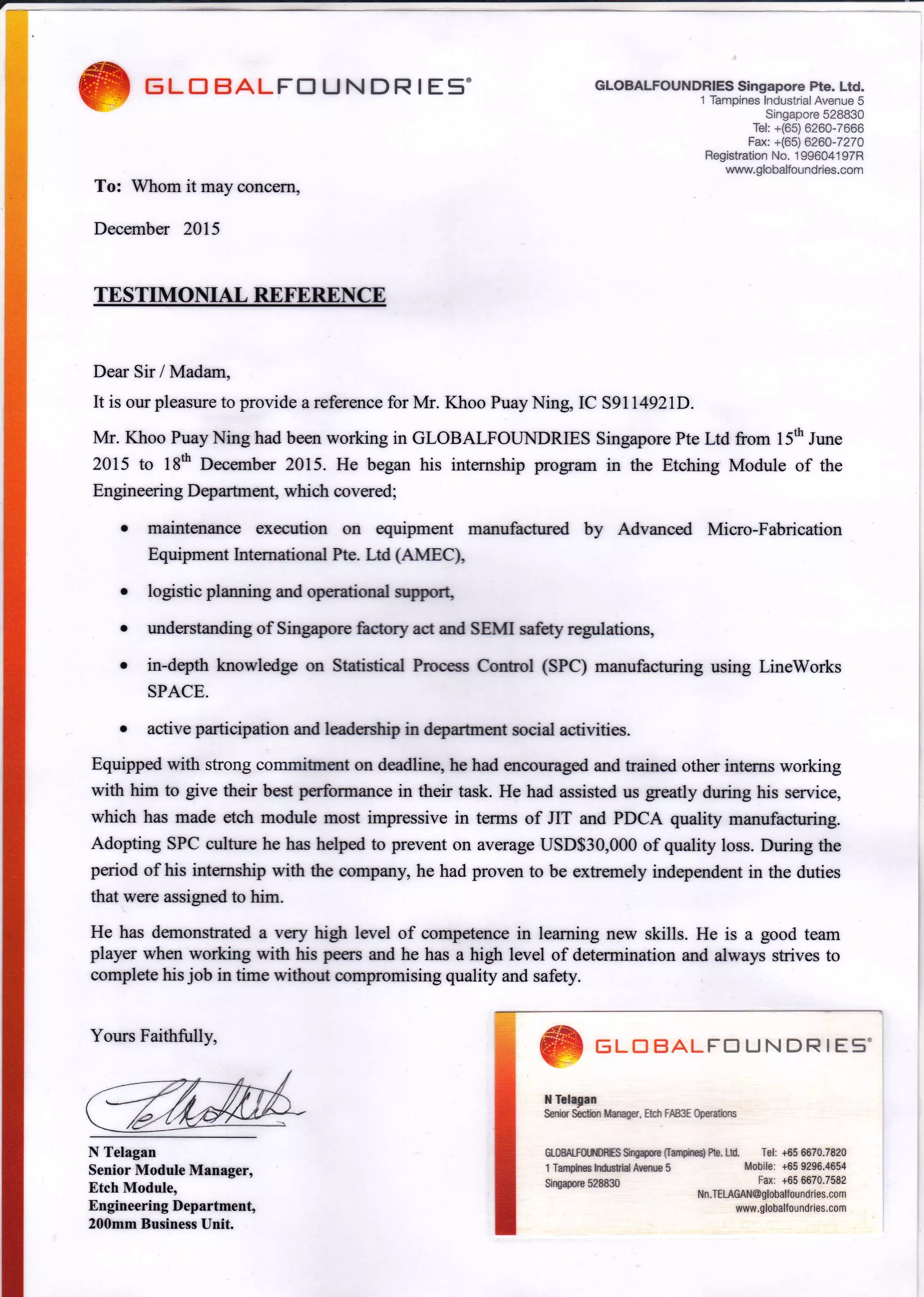 GF Testimonial Reference | PDF