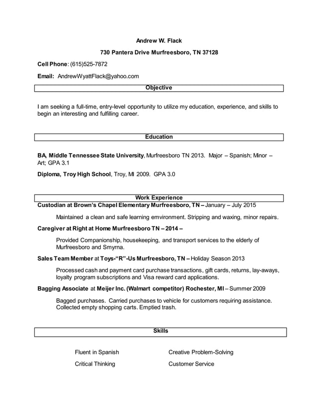 Andrew W Flack Resume | DOCX