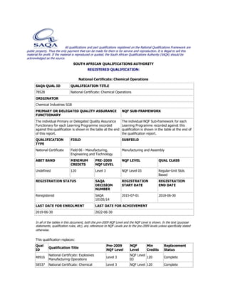NQF 3 - South African Qualifications Association | PDF
