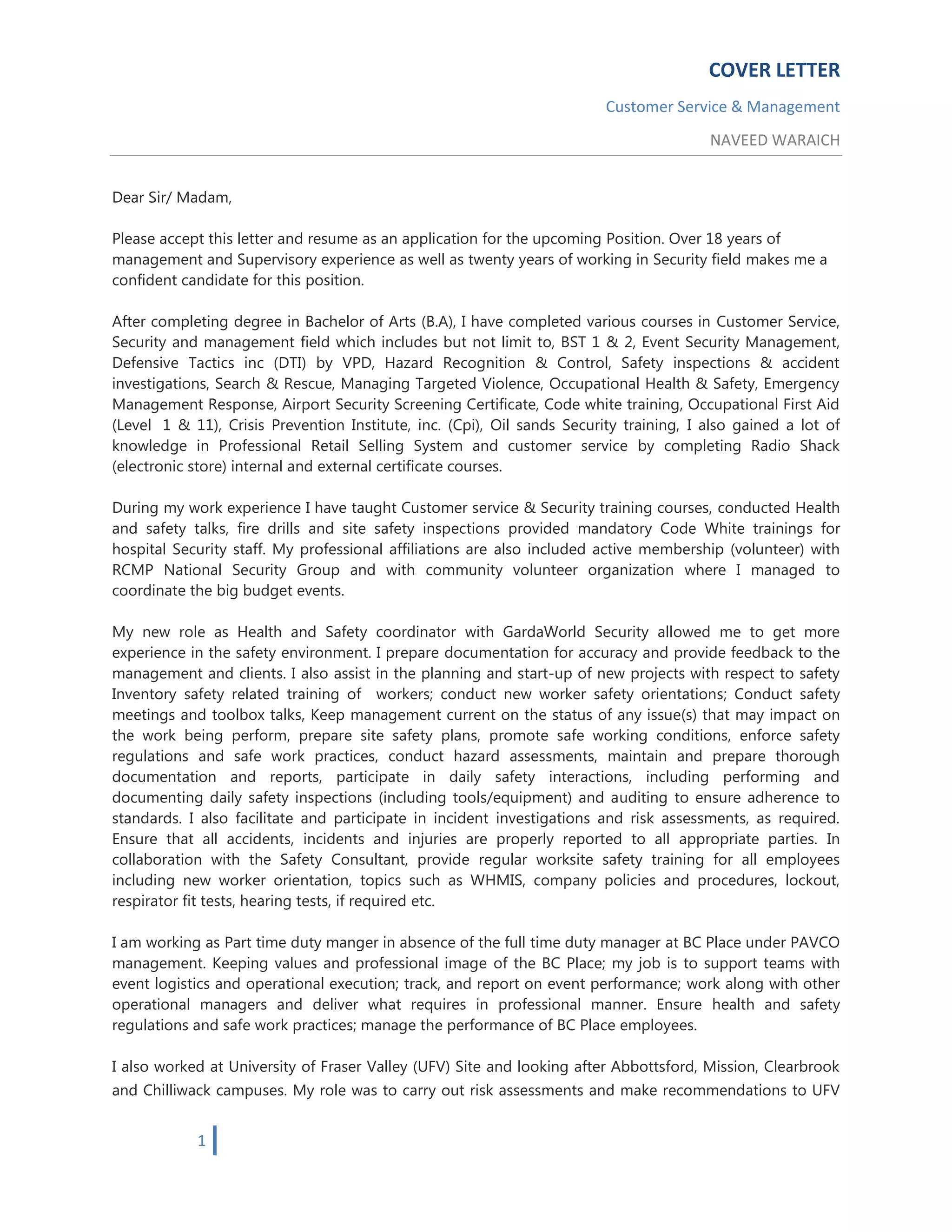 Cover Letter | PDF