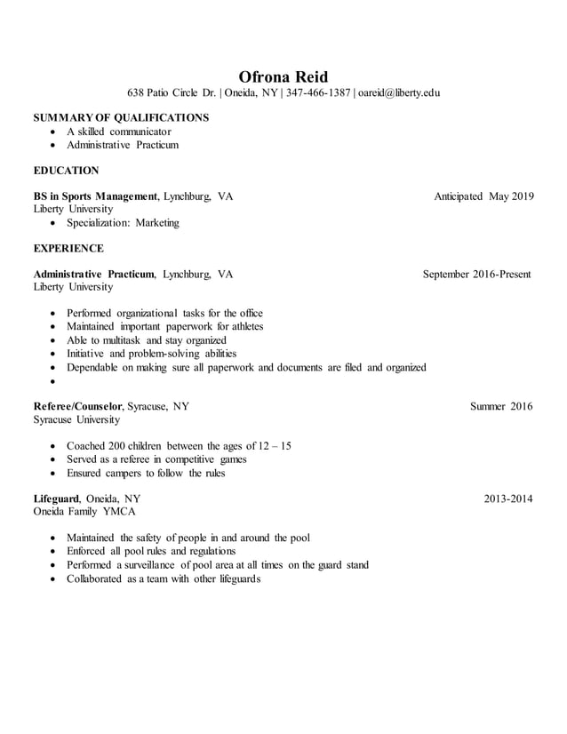 Resume | DOCX | Sports
