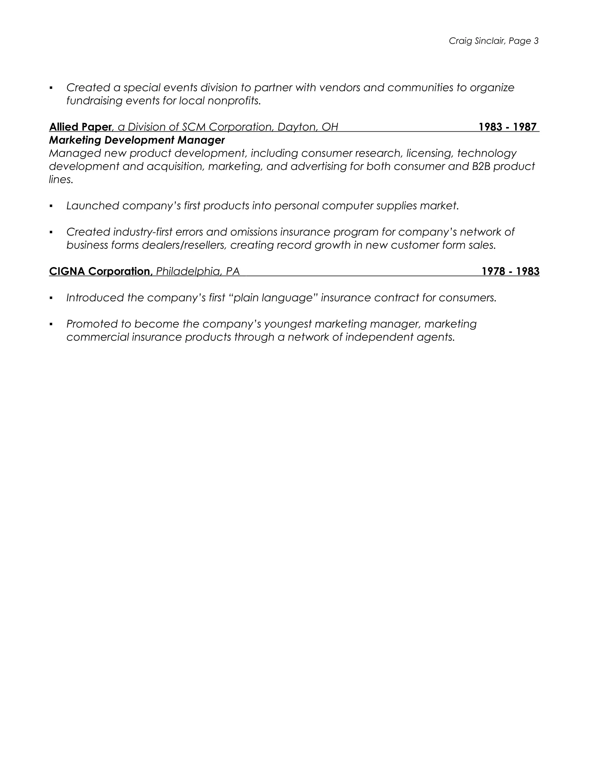 Craig Sinclair Resume | DOC