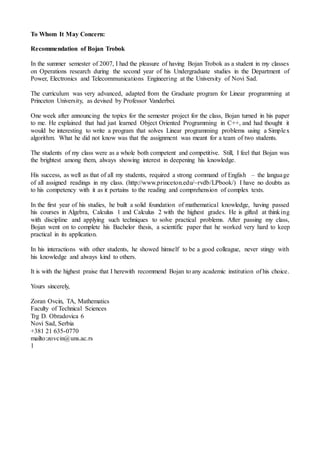 Letter of Recommendation - Zoran Ovcin | DOCX