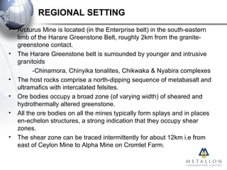 ARCTURUS MINE GEOLOGICAL SETTING | PPT