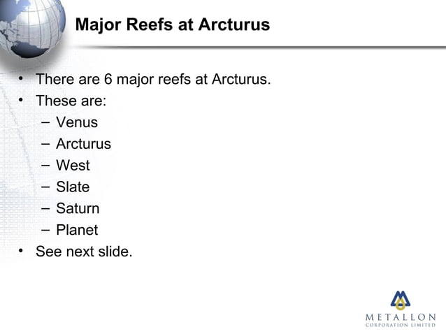 ARCTURUS MINE GEOLOGICAL SETTING | PPT | Geography | Science